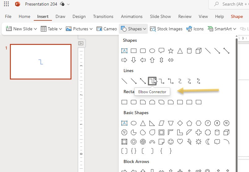 Elbow Arrow Connector is not working in Online Powerpoint, how to use ...