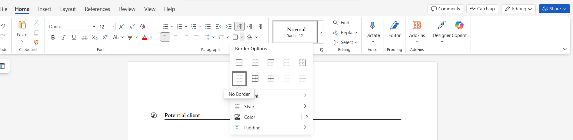 How to remove horizontal line created automatically in word online ...