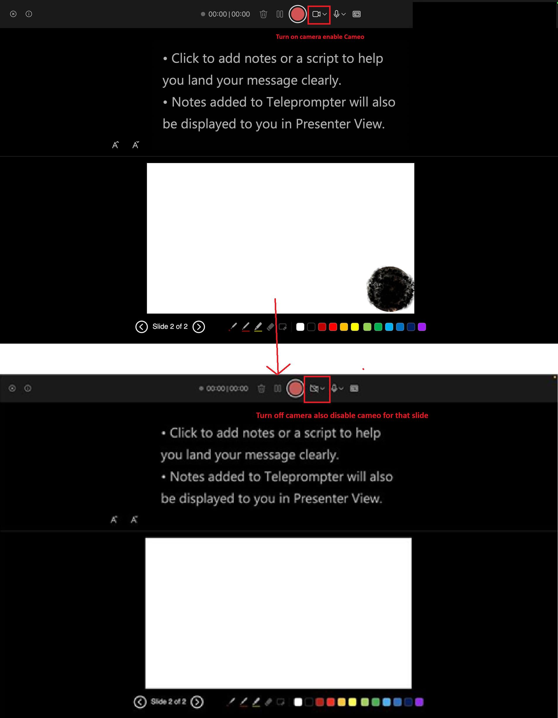 Powerpoint: Cameo for one slide and regular recording for the rest ...