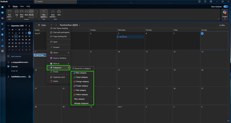 In the new outlook, how can I create conditional formatting so the ...