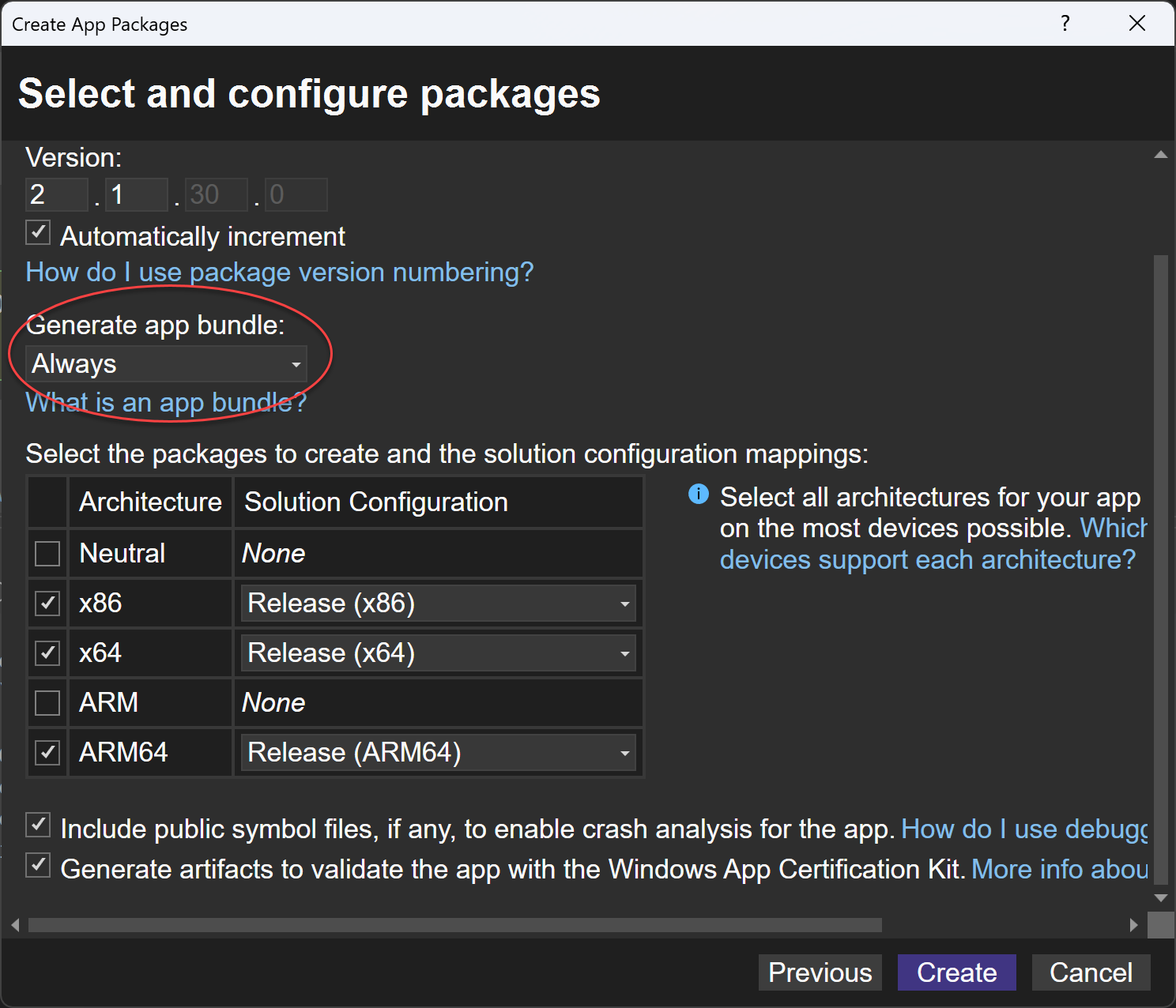 WinUI packaged app does not produce _bundle.msixupload file - Microsoft Q&A