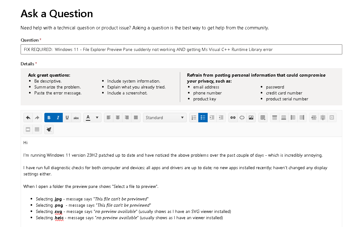 FIX REQUIRED: Windows 11 - File Explorer Preview Pane suddenly not ...