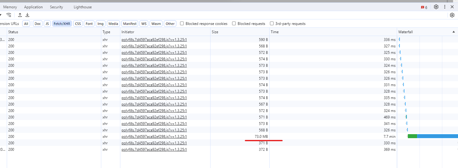 Web Request gets terminated in the browser when the response data size ...