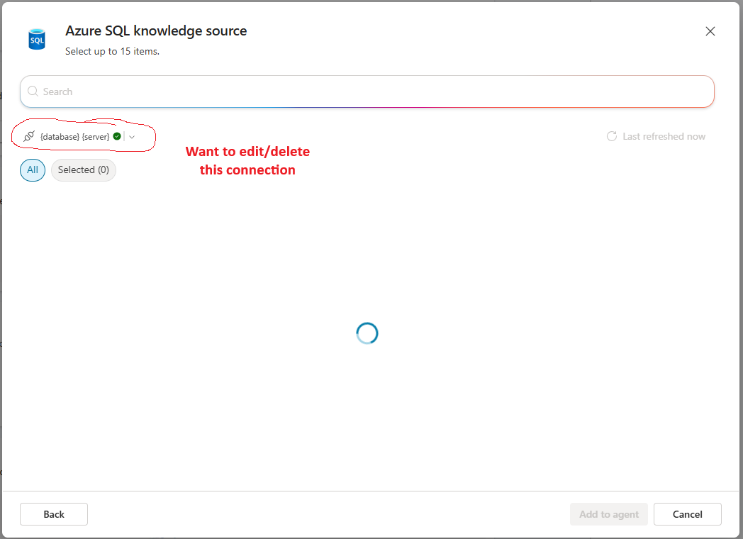 How to edit/delete connection in Copilot Studio Azure SQL Knowledge ...