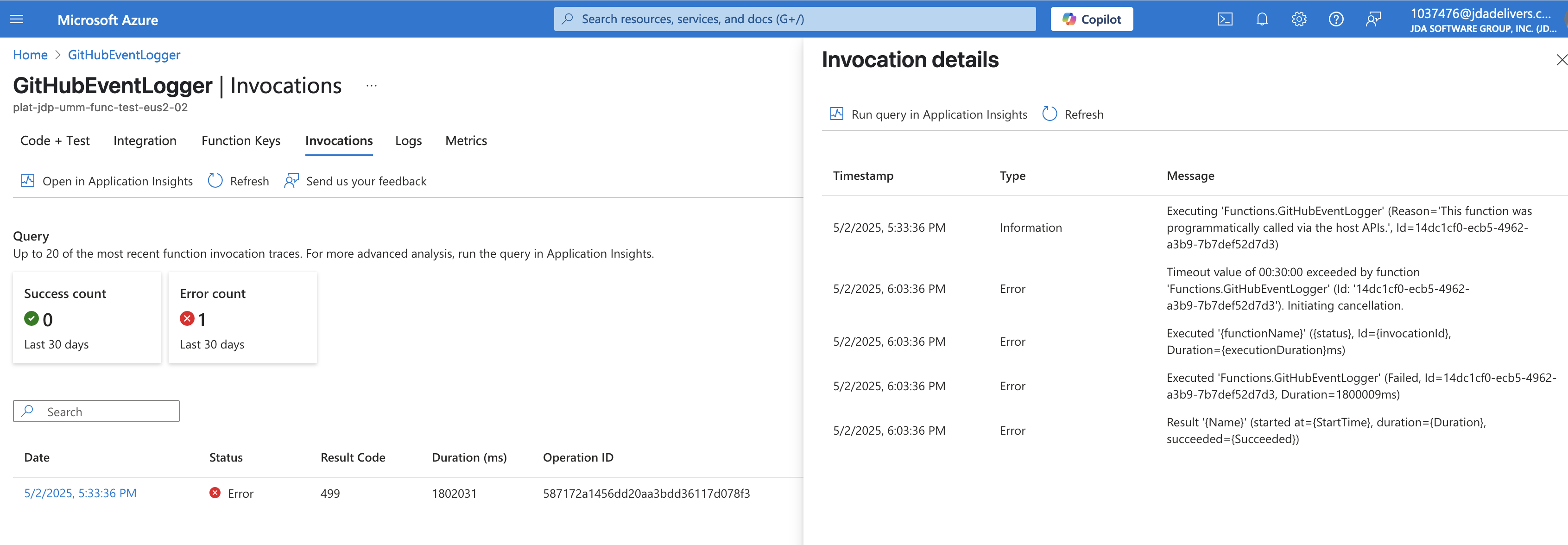 Azure function code is not invoked - Microsoft Q&A