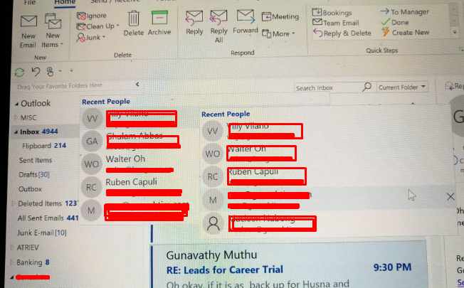 Outlook Recent People Pop Up - Microsoft Q&A