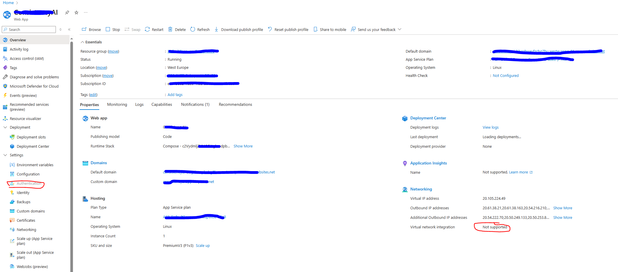 Current App service is with Linux, single container. I want to switch it to docker compose multi ...