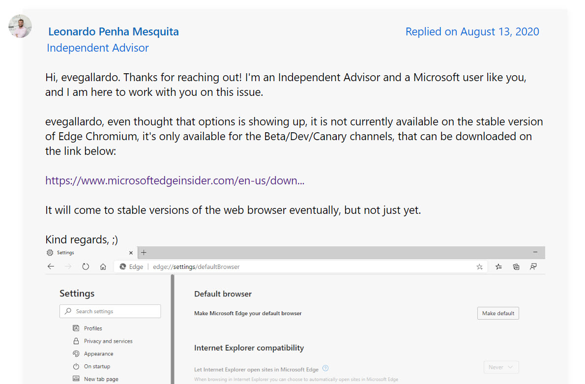 Edge Internet Explorer Compatibility settings greyed out. - Microsoft Q&A