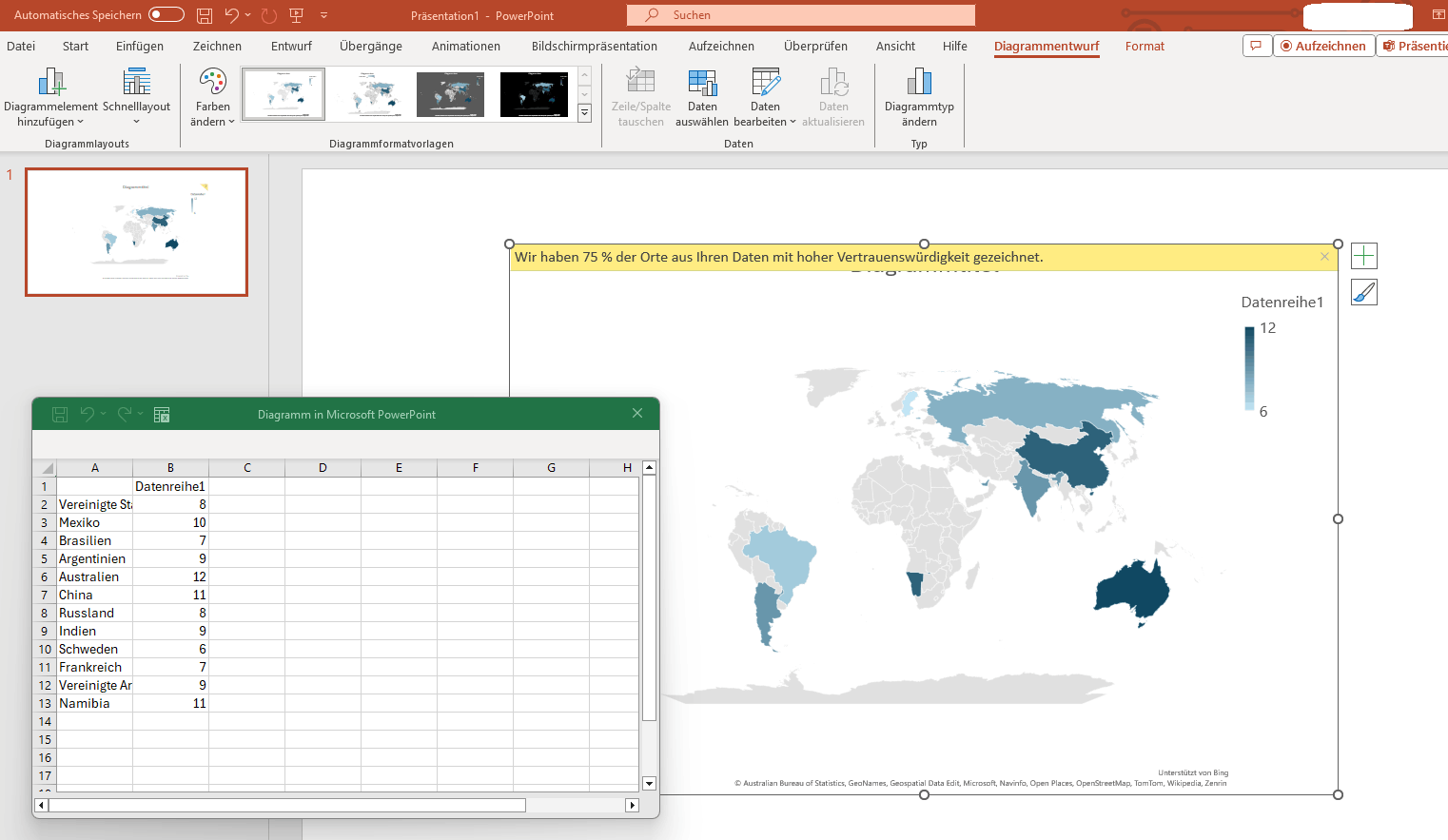 PowerPoint does not show some countries when creating a map. Same ...