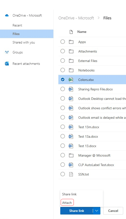 How do I attach as a copy and not as a link from OneDrive on New ...