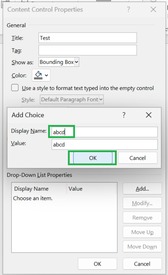 How to set up drop down list in word - Microsoft Q&A