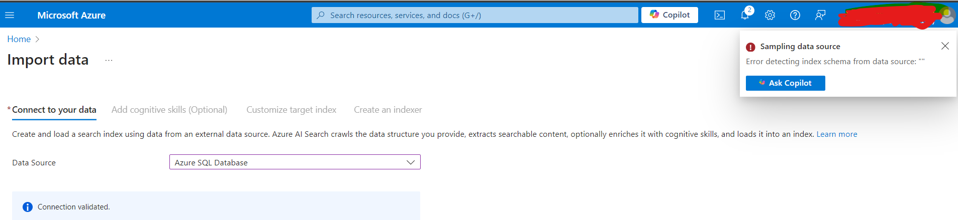 Unable To Import Data From Azure Sql Databasesynapse Dedicated Sql Pool Using Azure Ai Search
