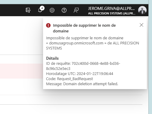 suppression domaine personalisé - Microsoft Q&A