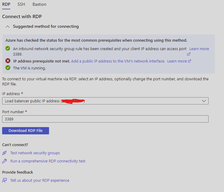 Public Load Balancer - Not able to take RDP for a VM - Microsoft Q&A