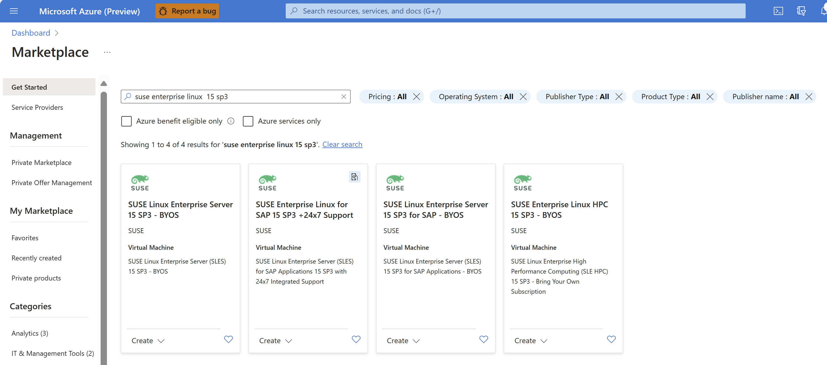 Suse Linux Enterprise server SP15 SLE3 not avilable in Azure ...