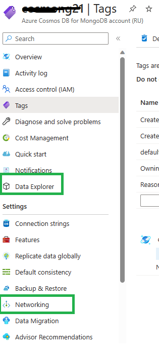 Azure Cosmos Db For Mongo Api Service Not Showing All The Features Like