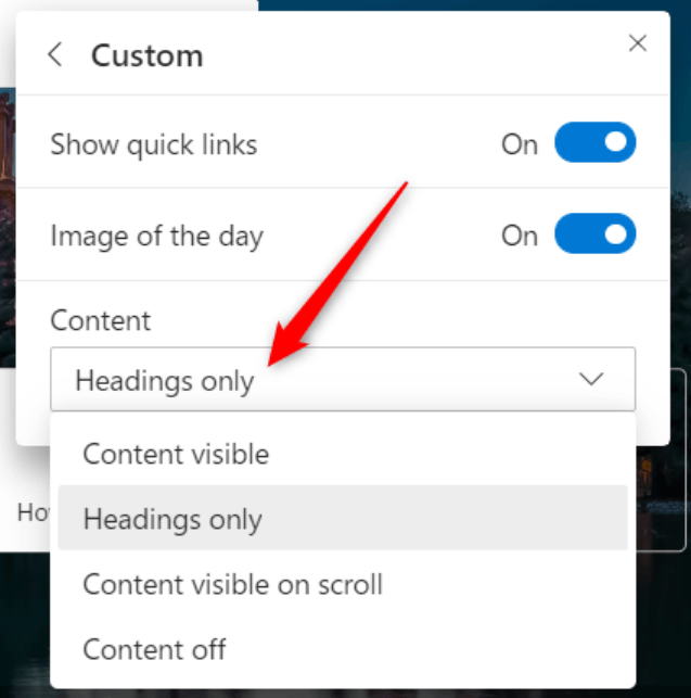 How do I turn off the "content" on new tab page. - Microsoft Q&A