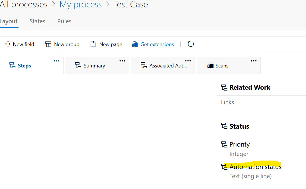 Editing A Test Case Work Item In Azure Devops The Automation Status Only List One Option