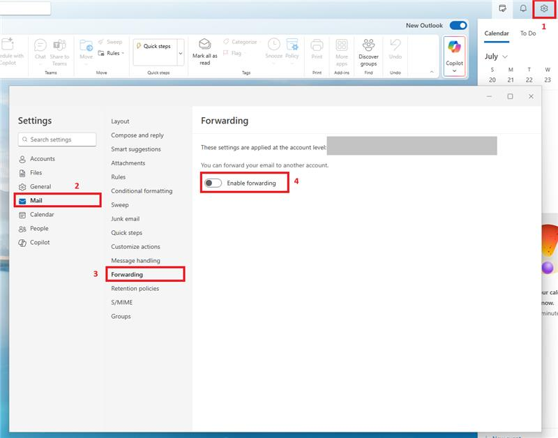turn off email forwarding - Microsoft Q&A