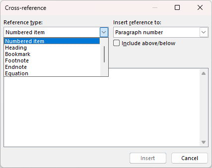 I cannot insert cross references in MS Word - Microsoft Q&A