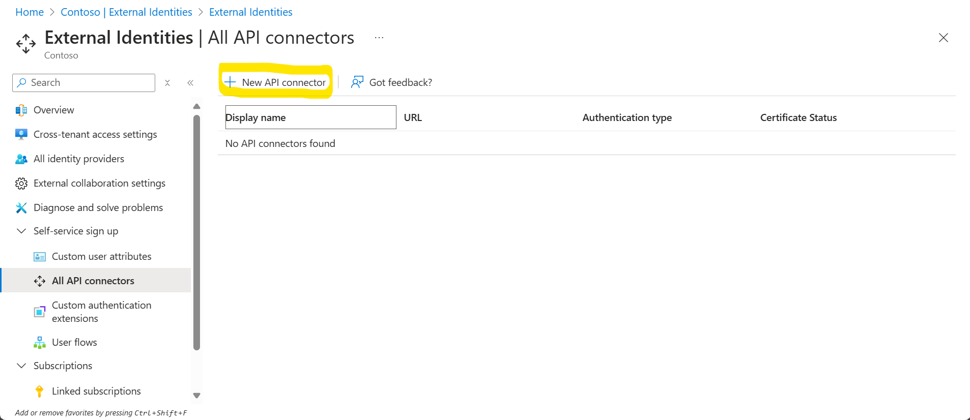 Where are the API connector details within Entra External ID ...
