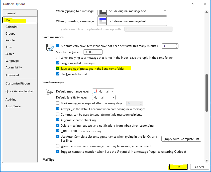 Why are sent emails not appearing in my sent items mailbox? - Microsoft Q&A