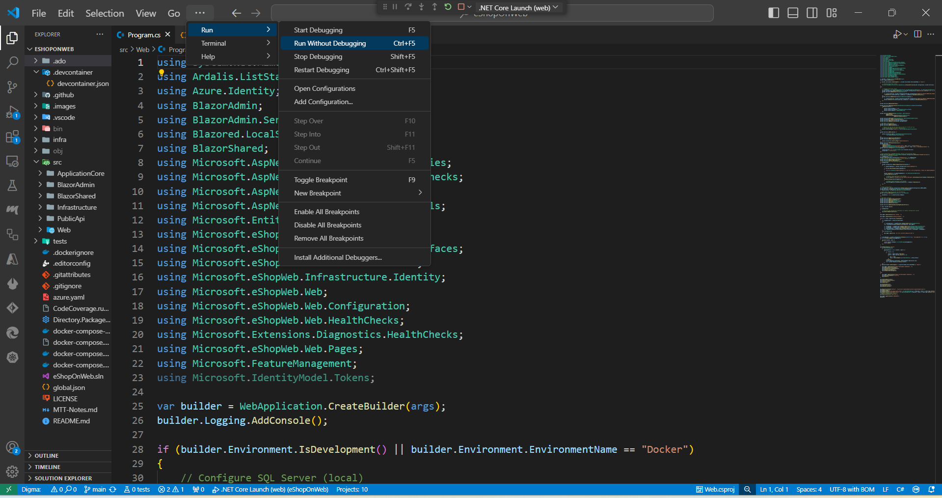 implementing github actions for ci cd not publishing eShopOnWeb app, tutorial - Microsoft Q&A