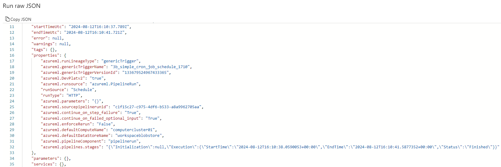 GIT Integration properties don't appear in the RAW JSON output when pipeline is scheduled ...