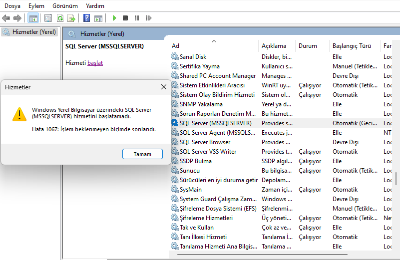 Sql Server Ba艦latamiyorum Microsoft Q A