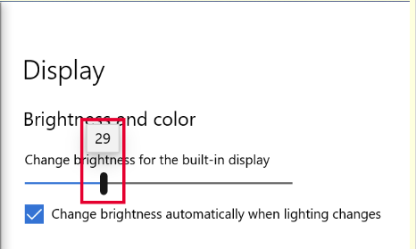 No change in the system brightness bar slider in Win10 with the ambient ...