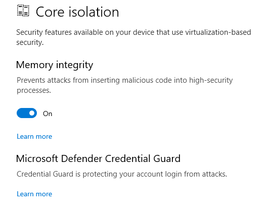 Credential Guard ON but not working in Hyper V guest. - Microsoft Q&A