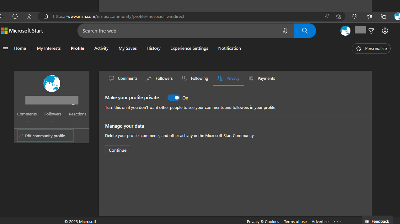 How do I remove my profile specifically related to msn news articles ...