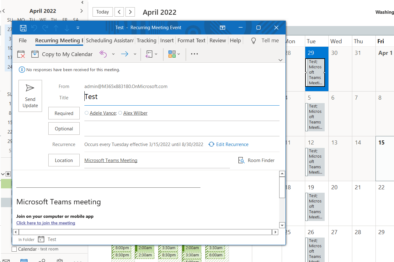 Changing recurrence of an appointment - Microsoft Q&A