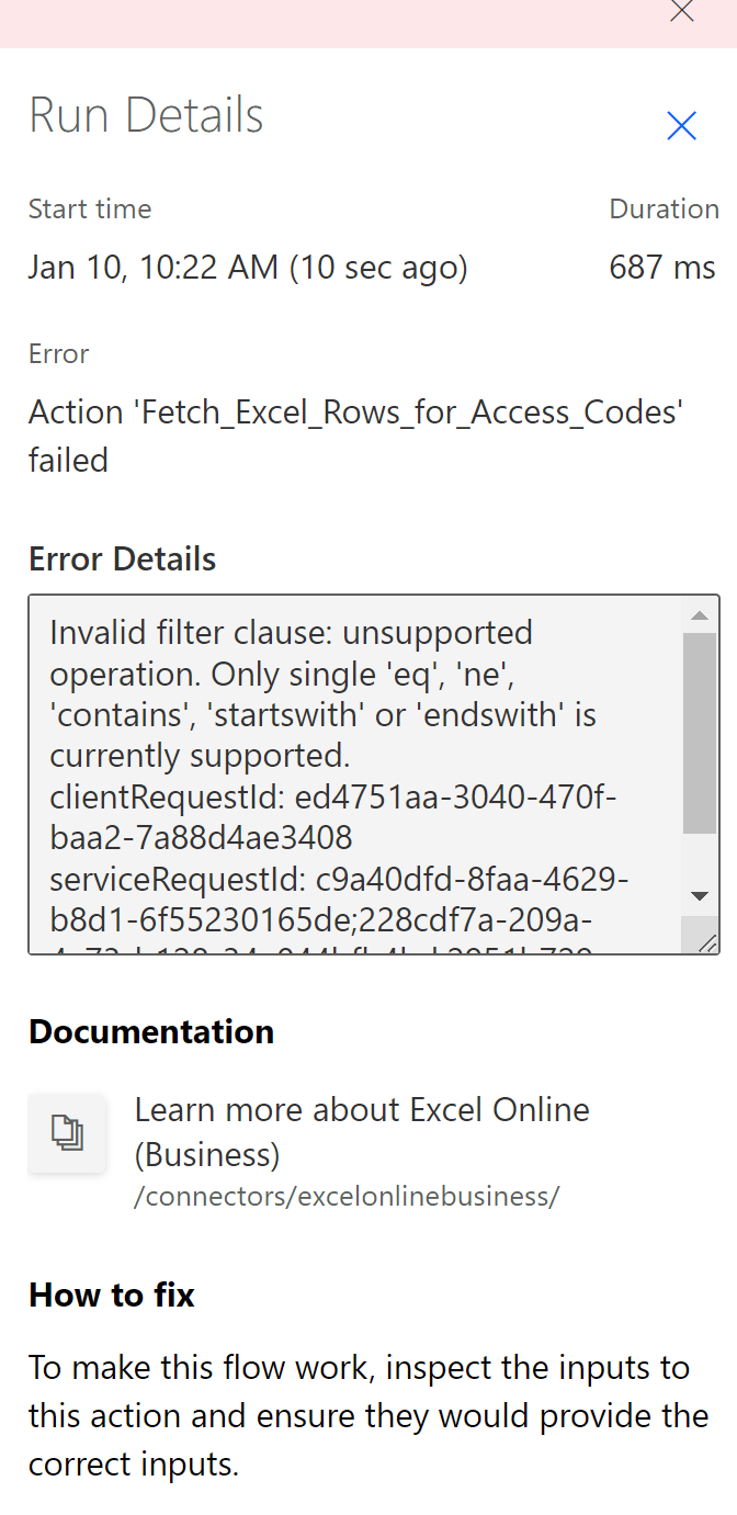 Invalid filter clause: unsupported operation in Power Automate Filter ... Invalid filter clause: unsupported operation in Power Automate Filter ...