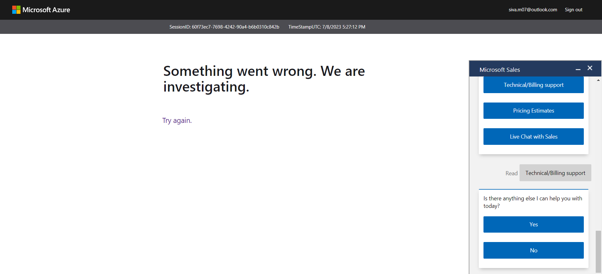 I can't able to create a Azure Free Subscription Account - Microsoft Q&A