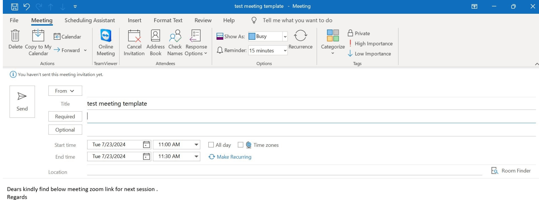 Creating and using Outlook meeting templates - Microsoft Q&A