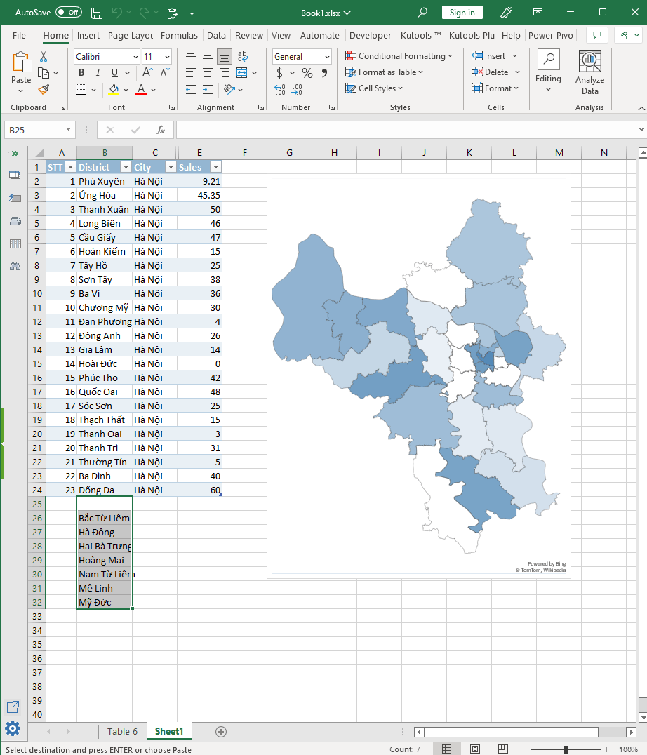 Some district names of Hanoi, Vietnam on Excel map chart dont work ...