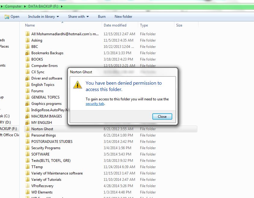 Changing Windows Setting Security on root folder returns access is ...