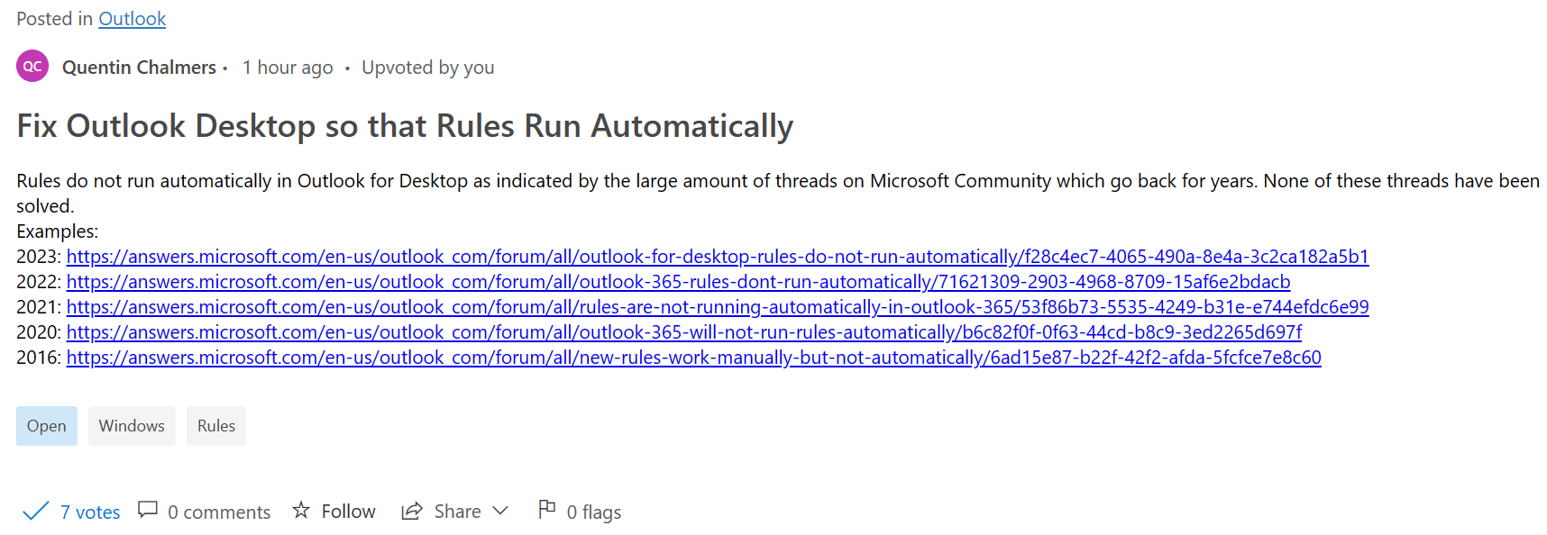 Outlook for Desktop rules do not run Automatically - Microsoft Q&A