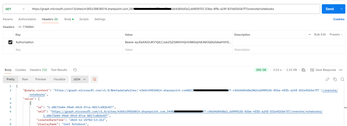 Facing an issue with Microsoft Graph apis on accessing the one note content using site_id ...
