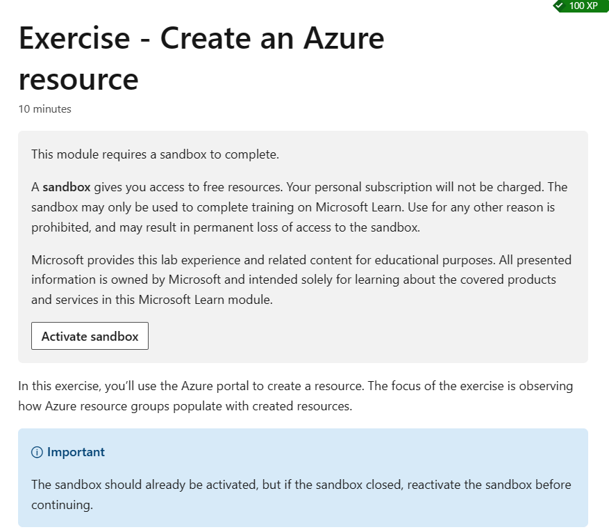 Unable to create a learning sandbox virtual machine - Microsoft Q&A