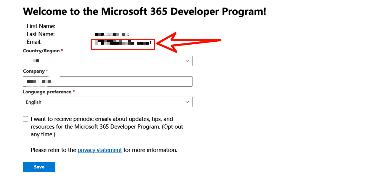 I need help for updating the profile email address from Microsoft 365 ...