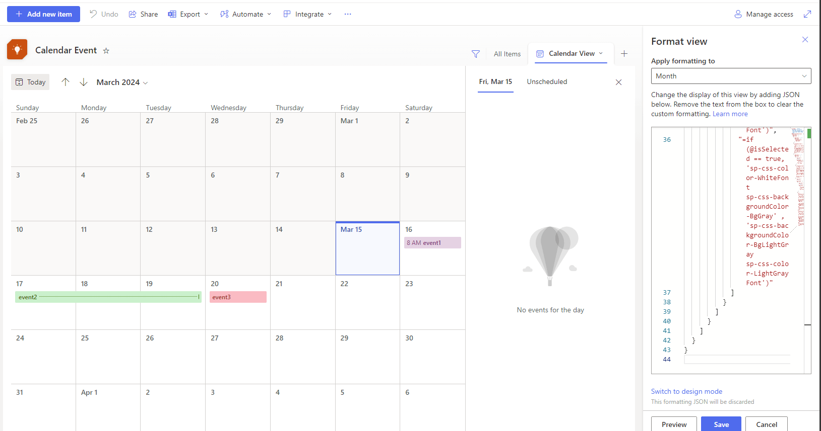 Apply a color (views) legend in a Sharepoint list modern calendar view - Microsoft Q&A