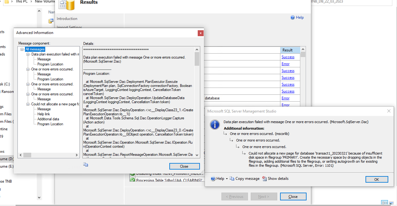 Having an error while importing bacpac file in SQL management studio 19 ... Having an error while importing bacpac file in SQL management studio 19 ...
