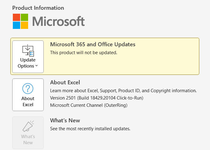 "What's New?" appears disabled in Word, Excel, and PowerPoint for ...
