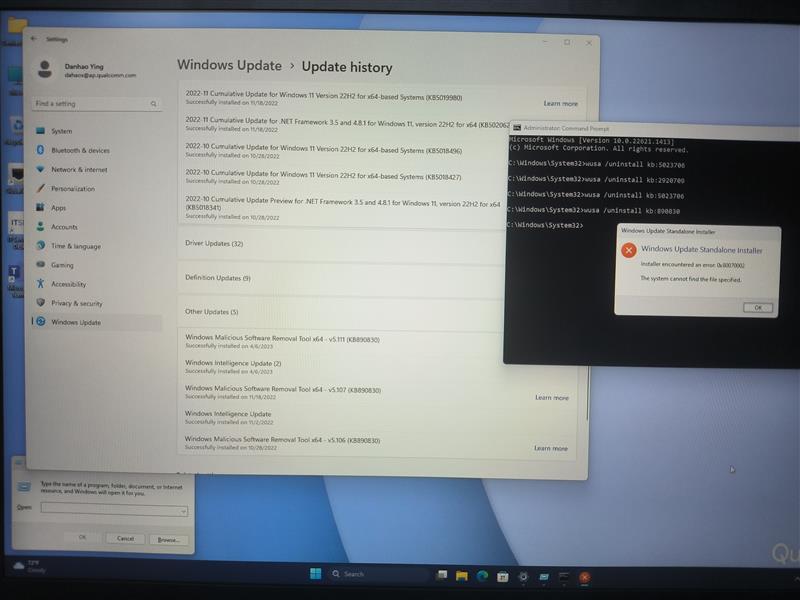 windows11 The patch does not have an uninstallation option。 - Microsoft Q&A