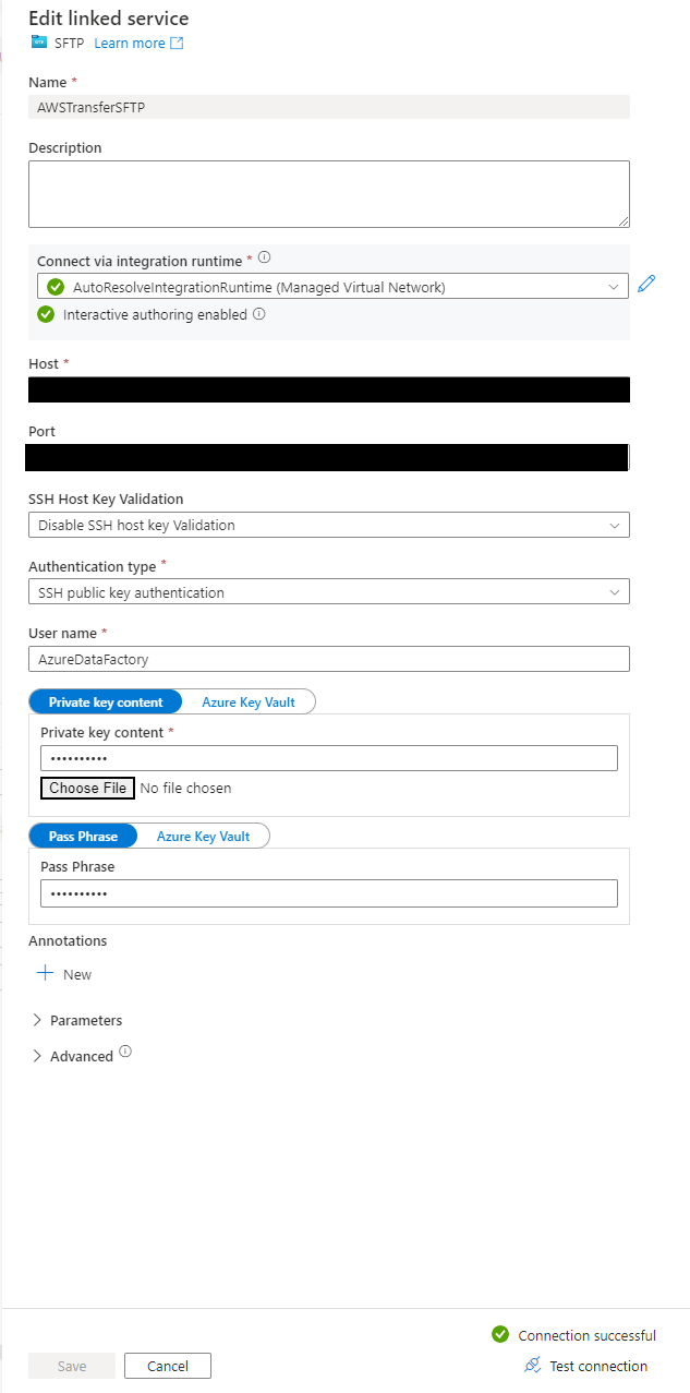 invalid privatekey when running Data Factory pipeline - Microsoft Q&A