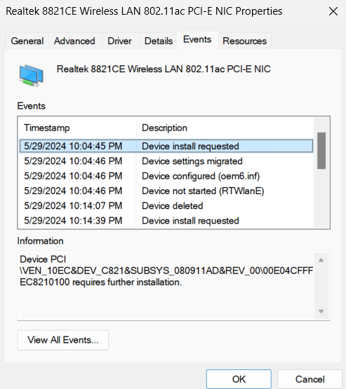 Wifi suddenly does not work, realtek 8821ce wireless lan 802.11ac pci-e nic - Microsoft Q&A