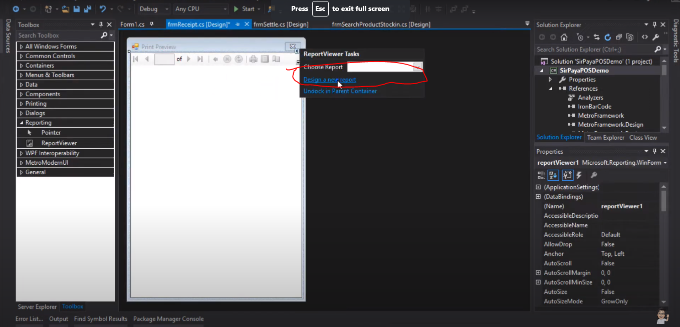 How to show "Design a new Report" in Report Viewer tool in Microsoft ...