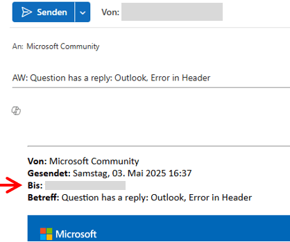 Outlook, Error in Header - Microsoft Q&A